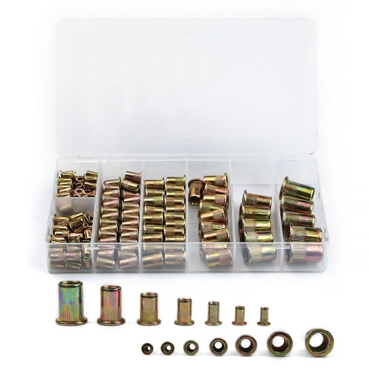 165Pcs / Set Vegyes Horganyzott Szénacél Szegecs Anya Menetes Rivnuts ...