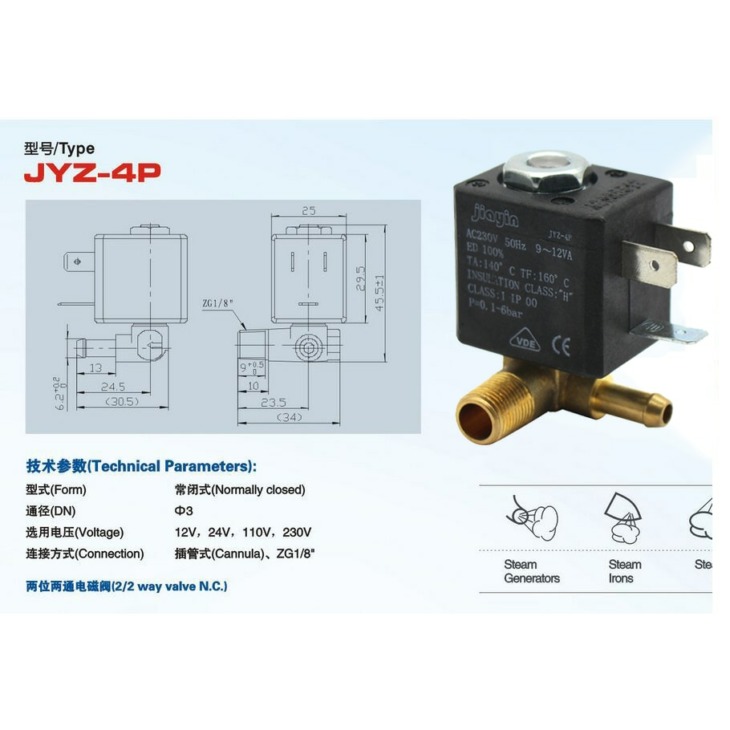 Jyz-4P Általában Zárt Cannula 3Mm N / C 2/2 Way Ac 230V G1 / 8 ...