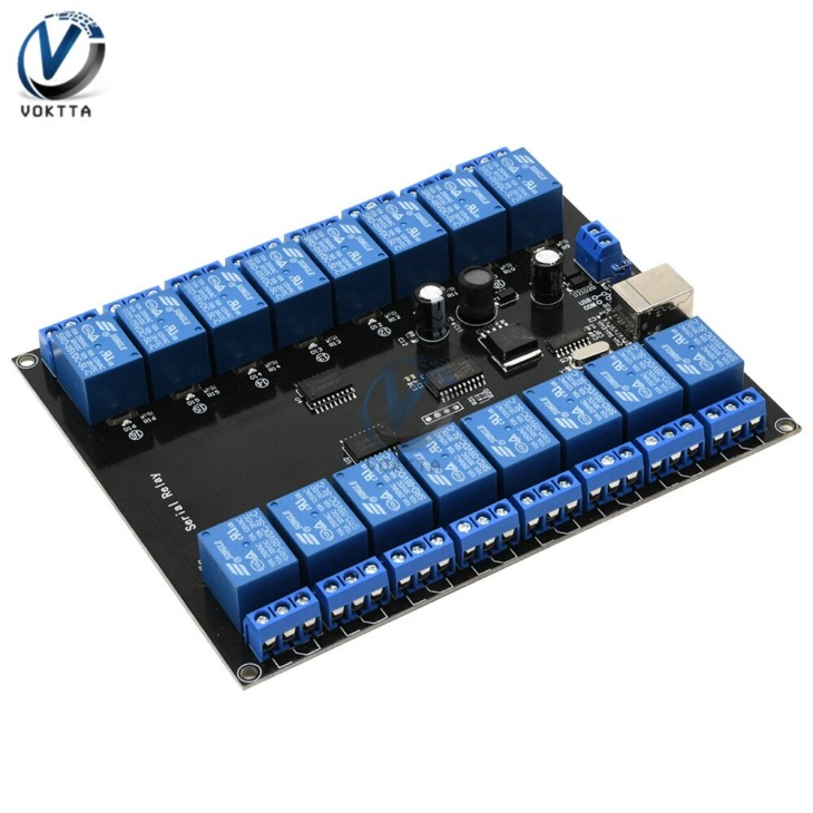 Dc 7V-38V 16 Csatornás 16 Csatornás Serial Relé Modul 10A 250V Load Usb ...