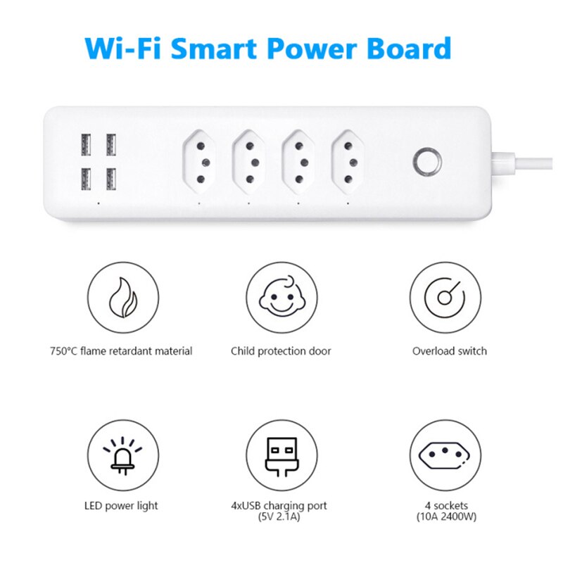 Wifi Smart Power Strip 4 Br Standard Elektromos Aljzatok 4 Usb ...
