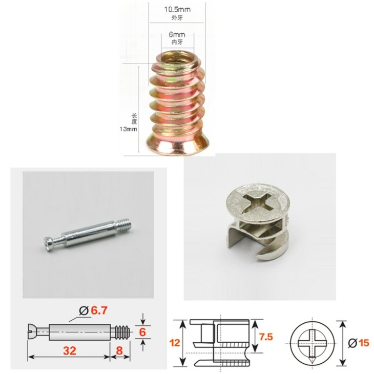 50Db 3In1 M6 * 40 Bútor Csavarok Összeszerelt Darab Konyha Szekrény ...
