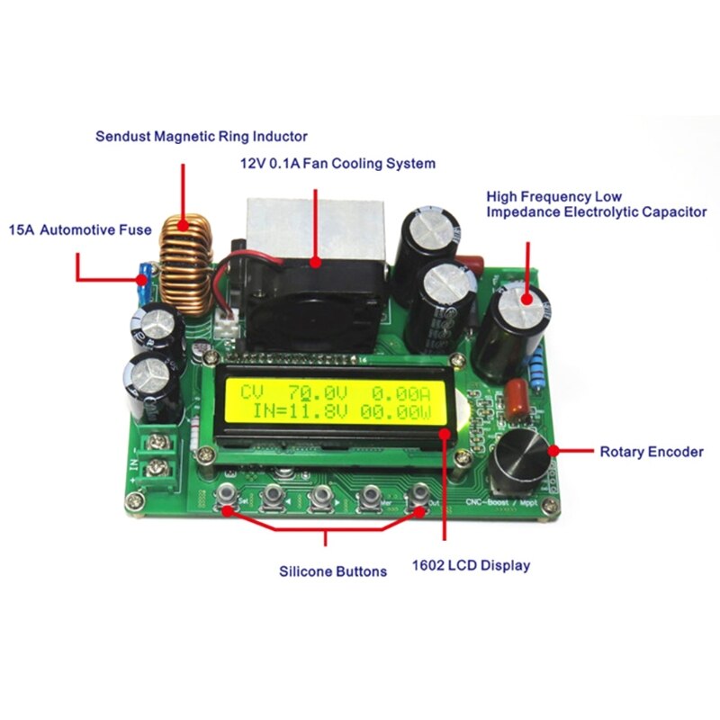 50Lb Dpx800S Dc-Dc Nc Cv Cc Booster Modul Boost 12V ~ 120V 0-15A ...