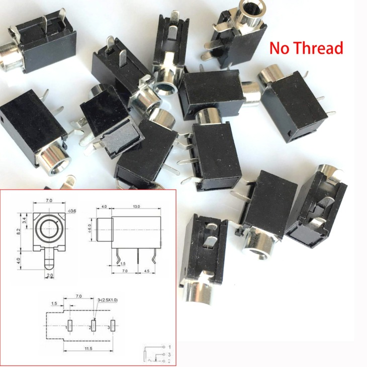 500Db 3Pin 1/8 “3.5Mm Jack Mono Headphones Socket Pcb Panel Mount ...