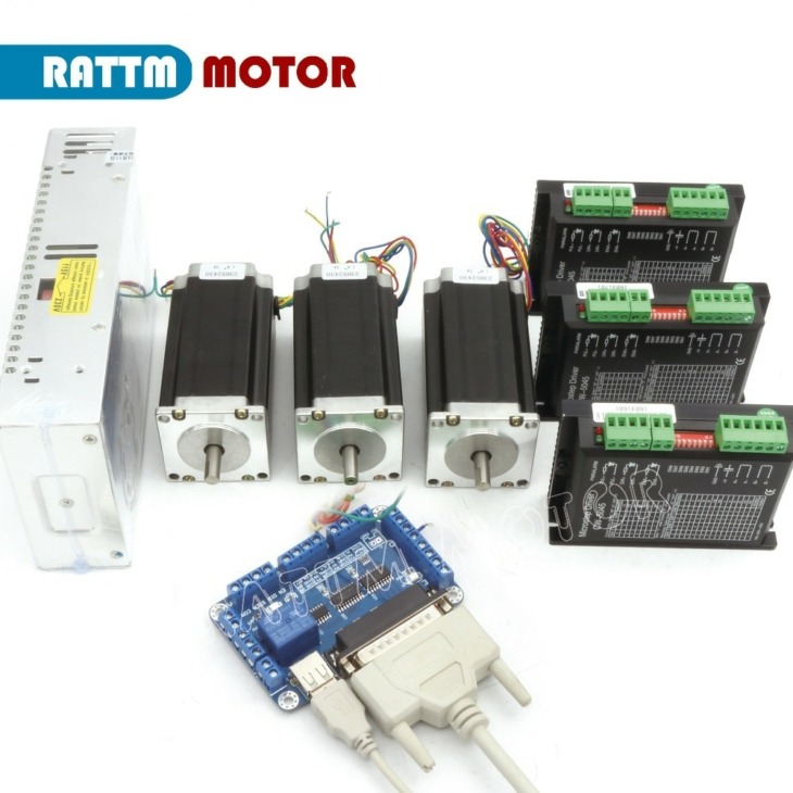 3 Axis Cnc Vezérlő Készlet 3Db Nema23 425Oz-Dual Shaft Stepper Motor ...