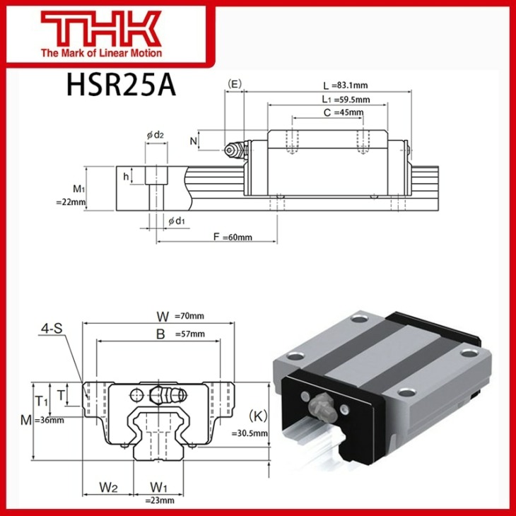 Eredeti Új Thk Lineáris Útmutató Hsr 25 Hsr25 Hsr25A Hsr25Auu Hsr25As ...