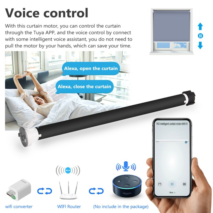 Tuya Wifi Intelligens M2805Egb Tubular Curtain Motor 38Mm Cső ...