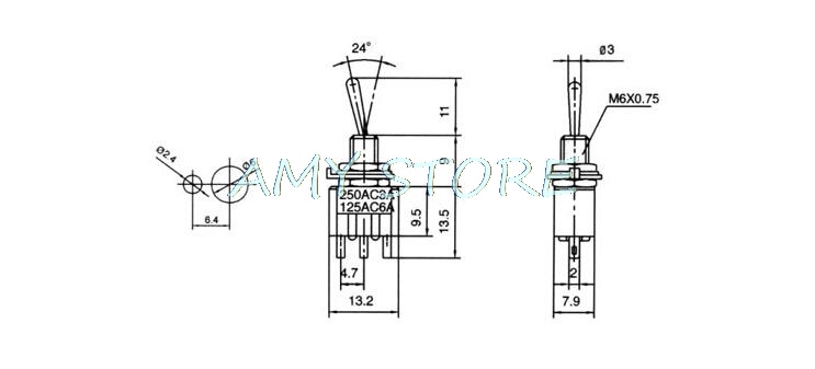 1000Dcs Mts-101 2 Pin Spst Kapcsoló On-Off 2 Pozíció Ac125V / 6A 250V ...